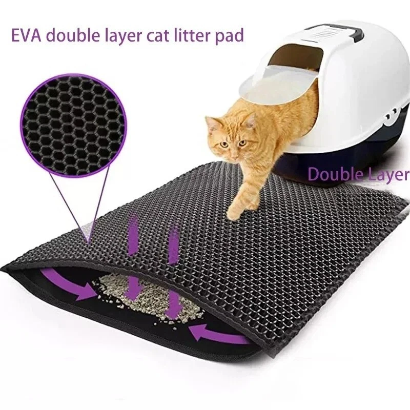 Double Layer Cat Litter Mat Trapping Honeycomb Soft Waterproof Kitty ...