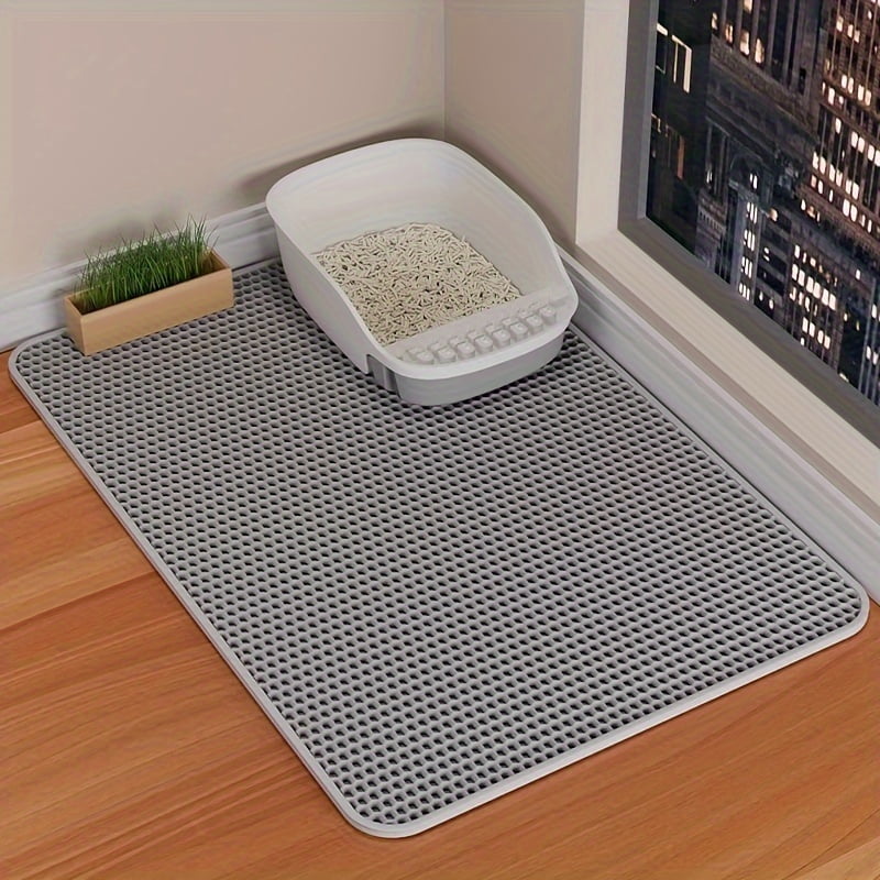 Double Layer Cat Litter Trapping Mat, Non-slip Waterproof Cat Cleaning ...