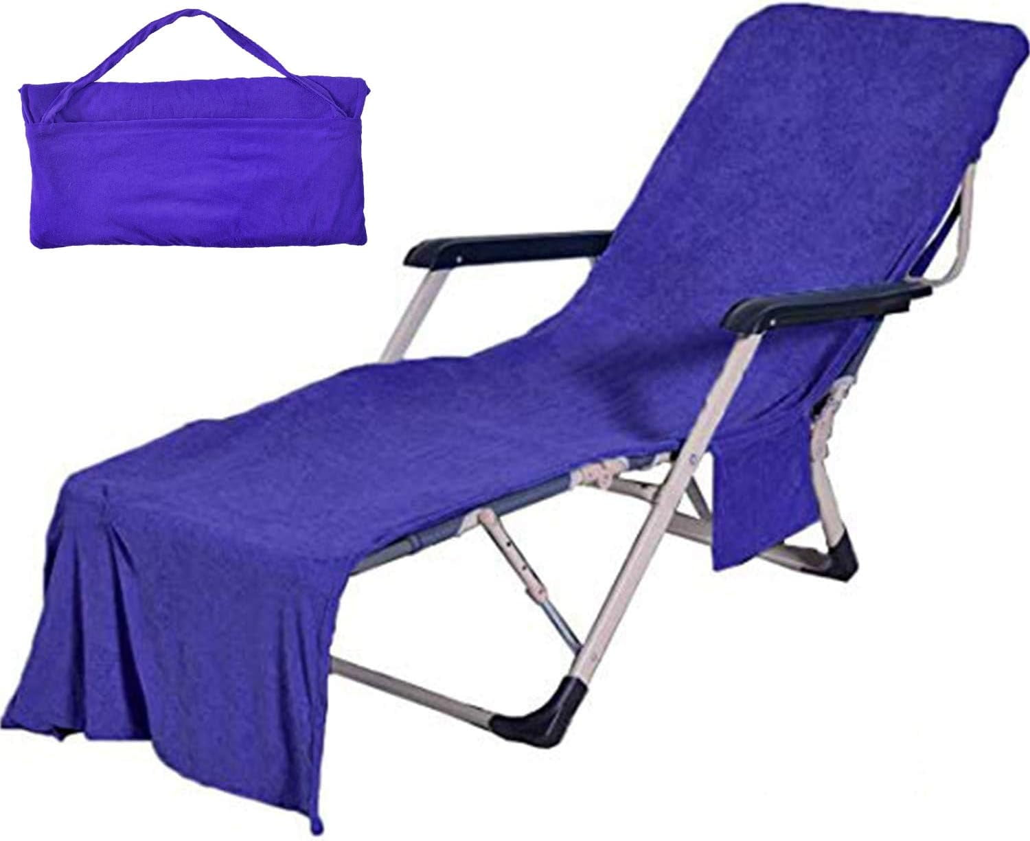 Double Layer Chaise Lounge Pool Chair Cover Beach Towel Fitted Elastic ...