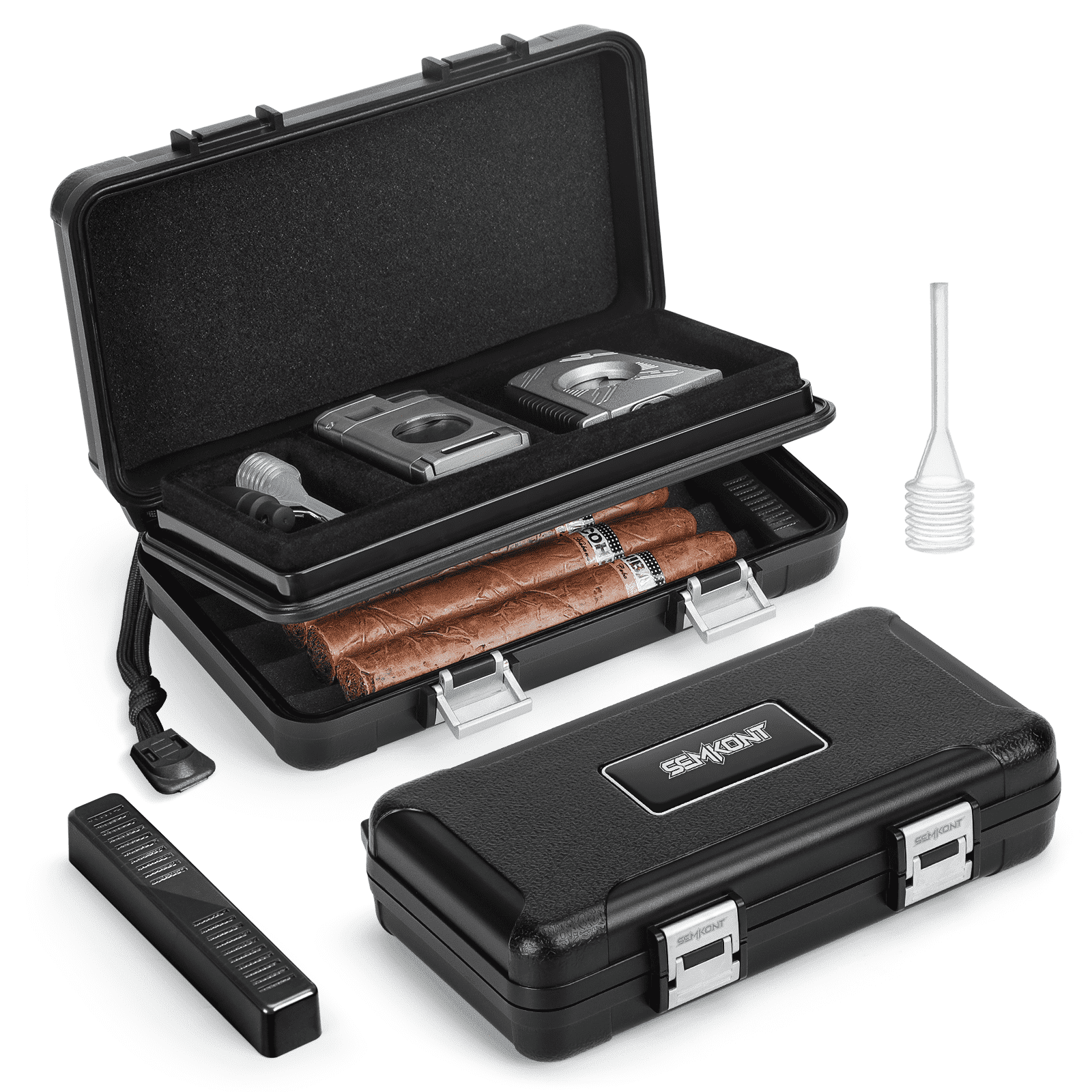 Double Layer Cigar Humidor Travel Cigar Box, Portable Cigar Humidor ...