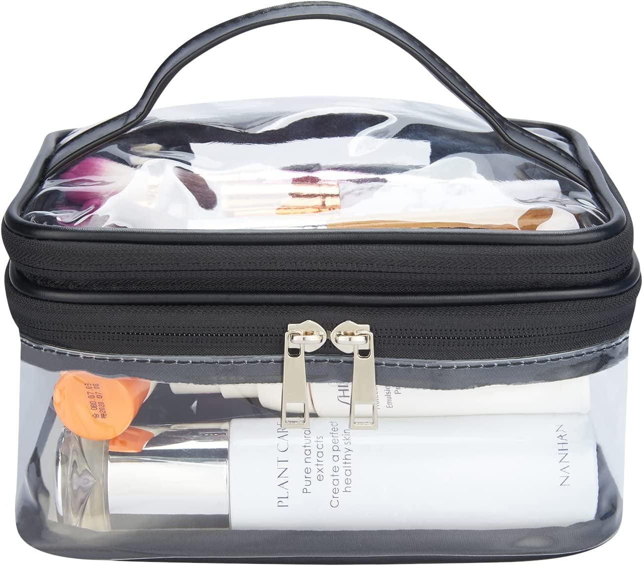 Double Layer Clear Cosmetic Bag Makeup Bag, Waterproof Travel Toiletry ...