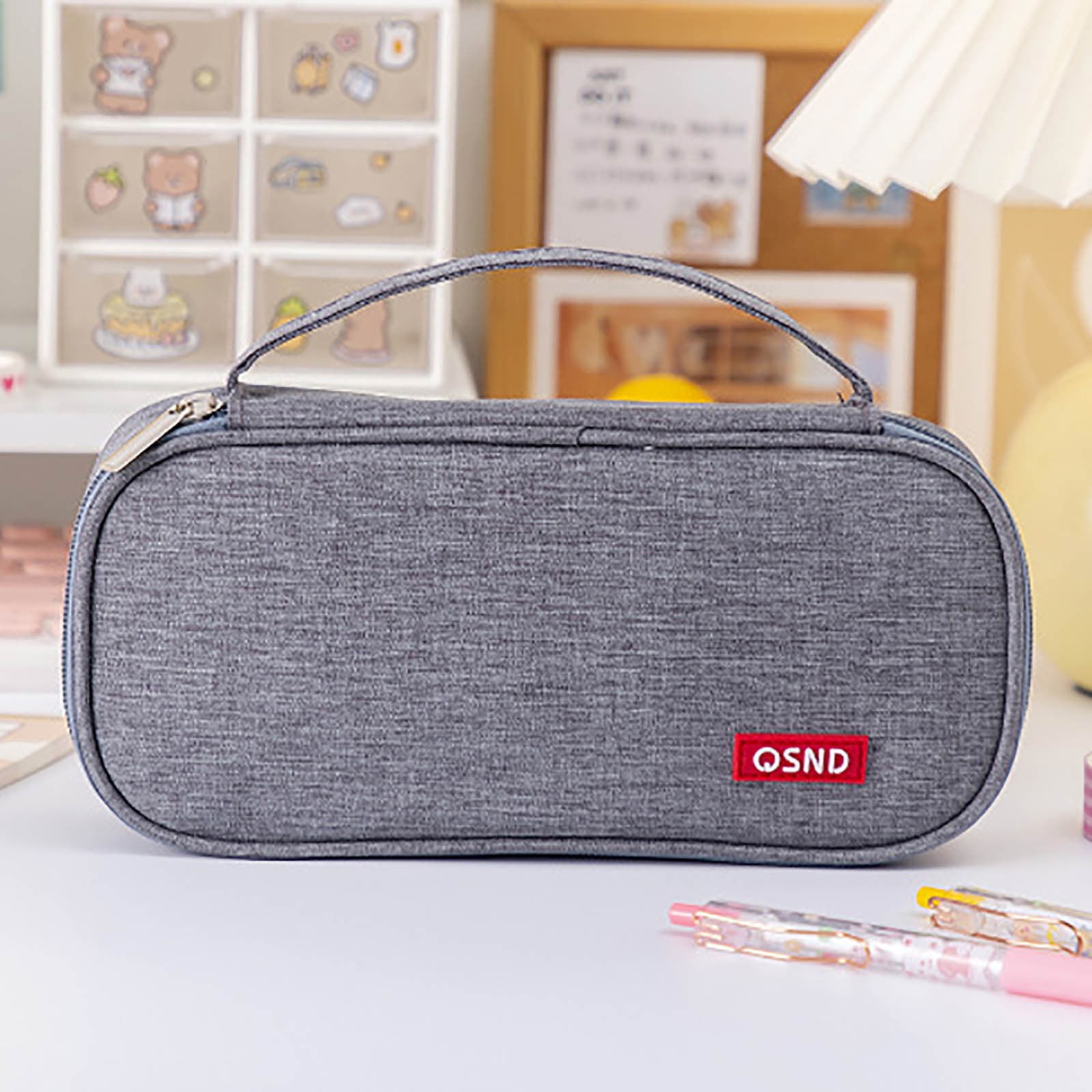 Double-Layer Cloth Pencil Case with Large Capacity Storage for Learning ...