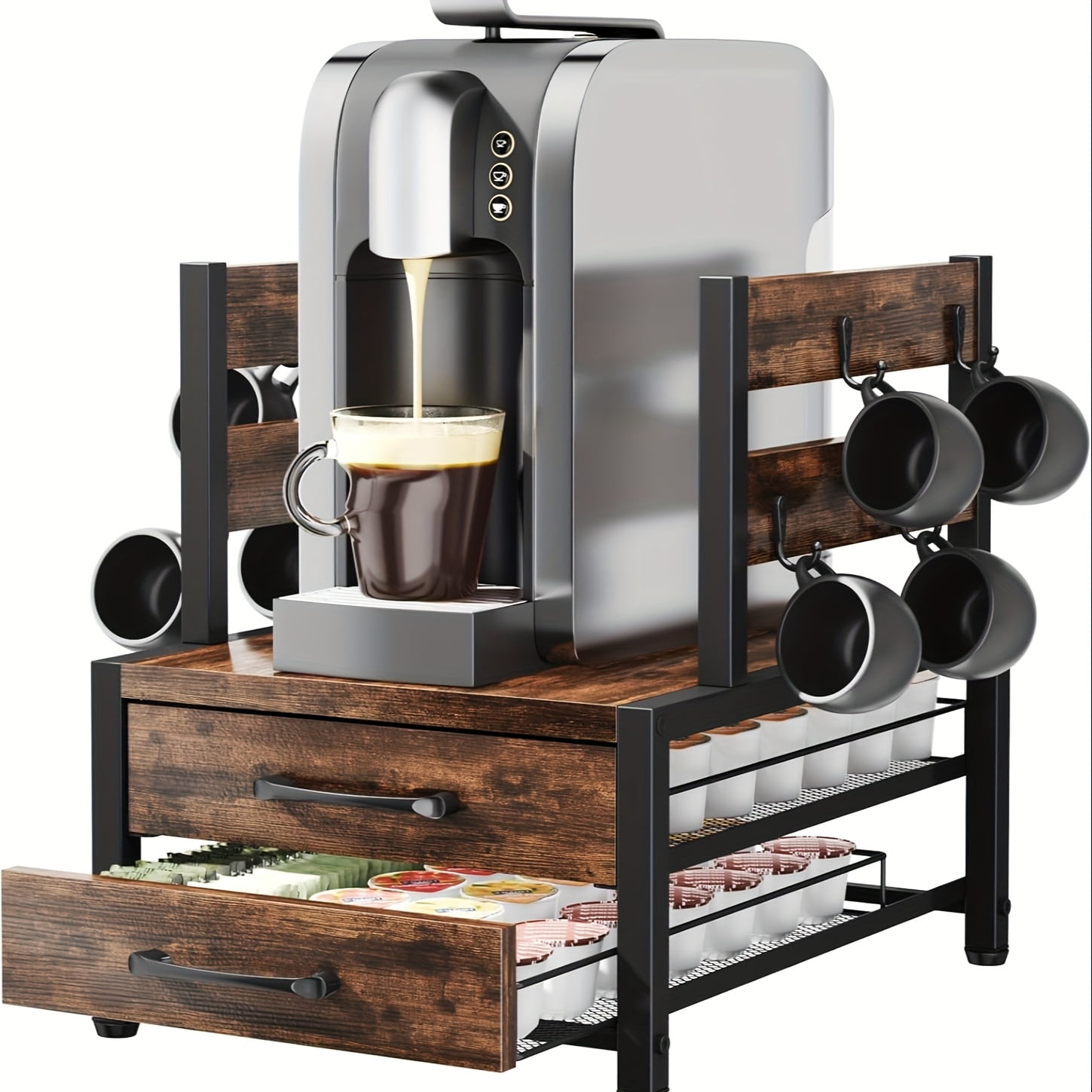 Double - Layer Coffee Capsule Storage Rack & Mug Holder - Coffee ...