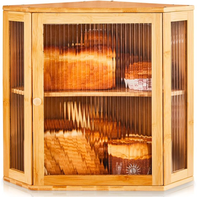 Double Layer Corner Bread Box for Kitchen Counter with Height ...
