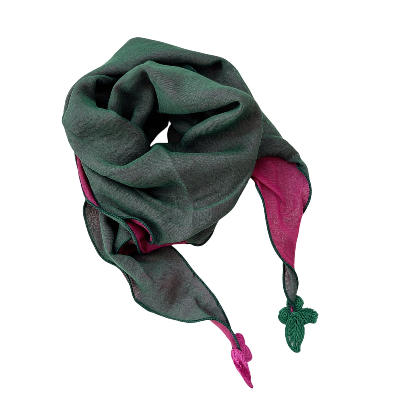 Double Layer Cotton Linen Scarf Bandana for Women Two Color Design Head ...