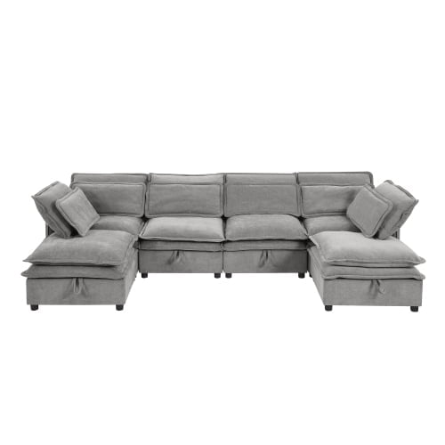 Double-Layer Cushion Modern Large U-Shaped Modular Sofa, Freely ...