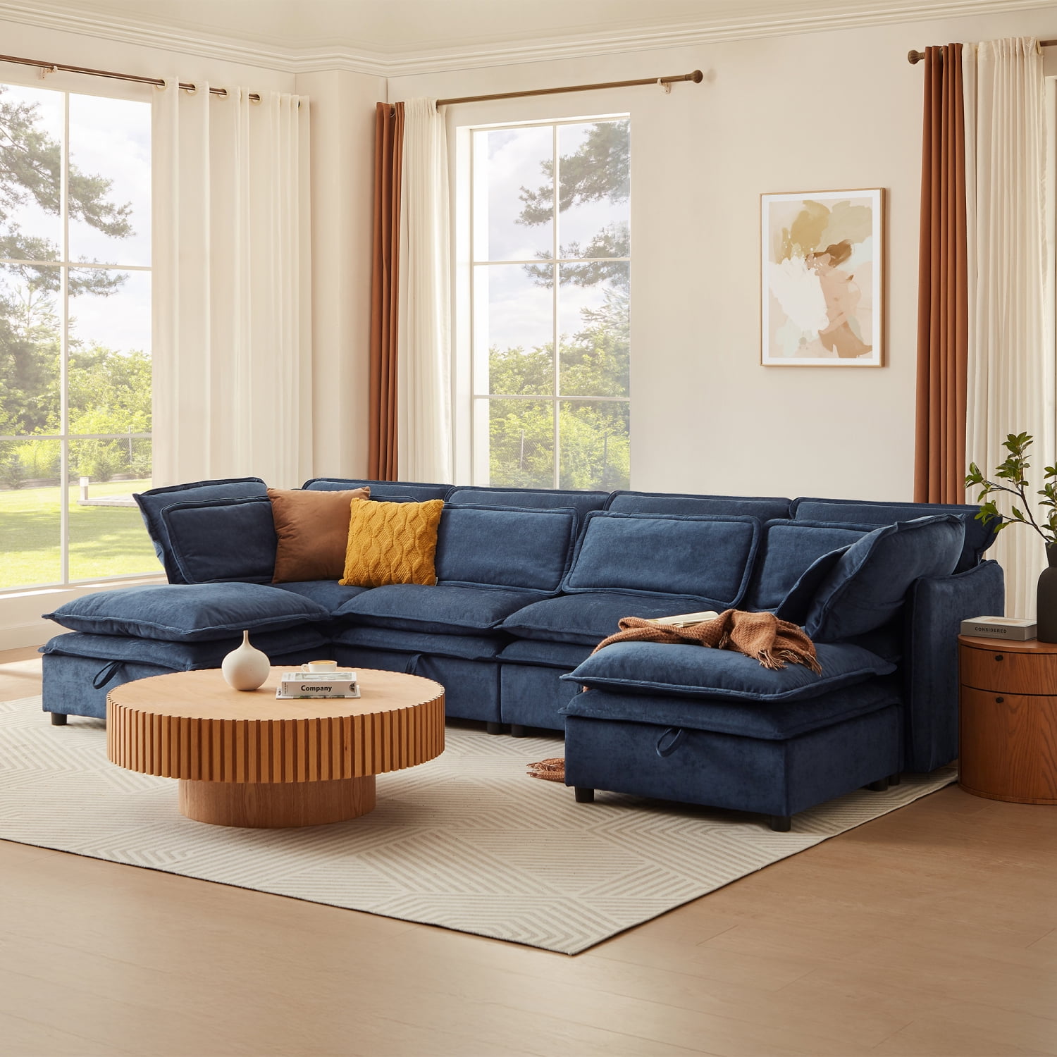 Double-Layer Cushion Modern Large U-Shaped Modular Sofa, Freely ...