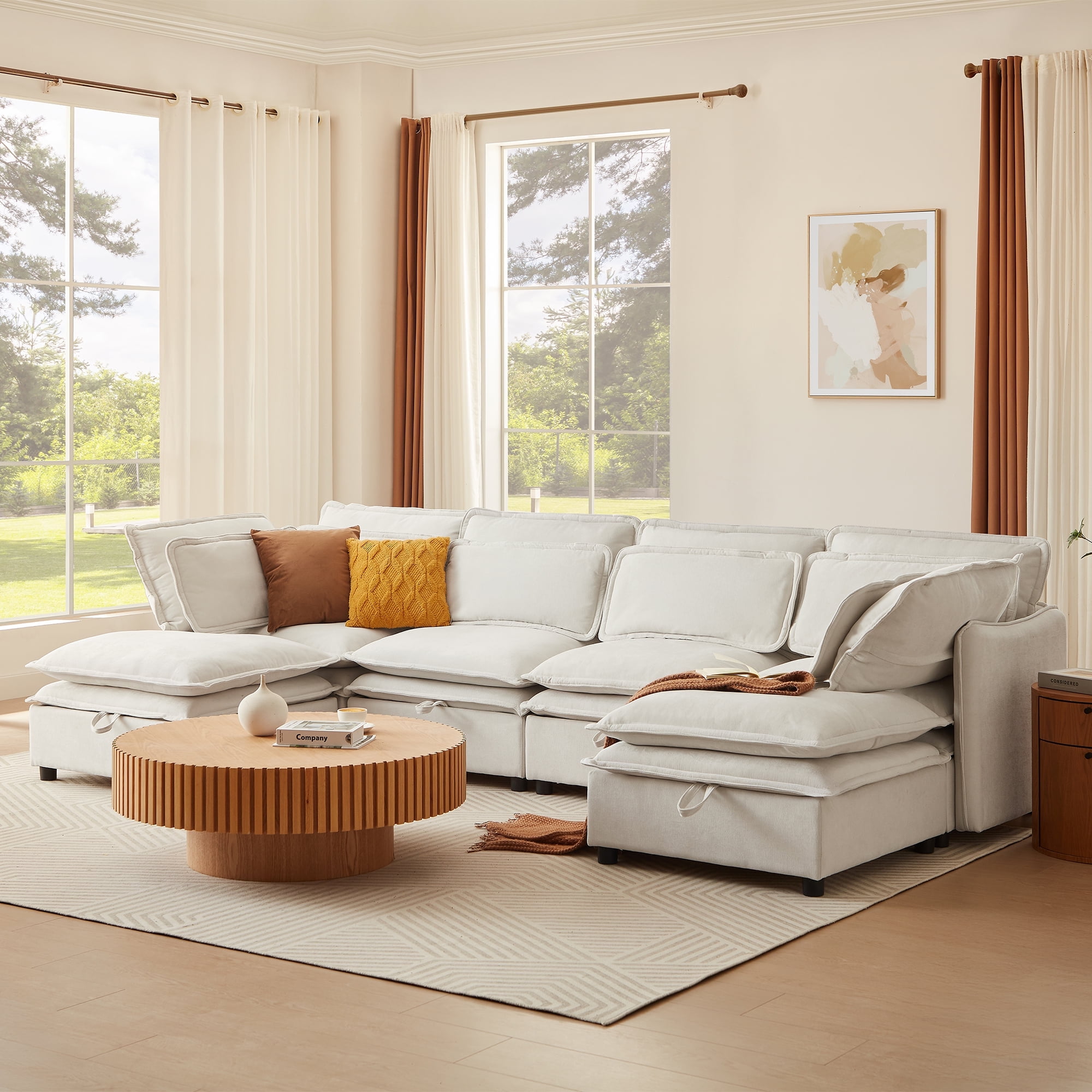 Double-Layer Cushion Modern Large U-Shaped Modular Sofa, Freely ...