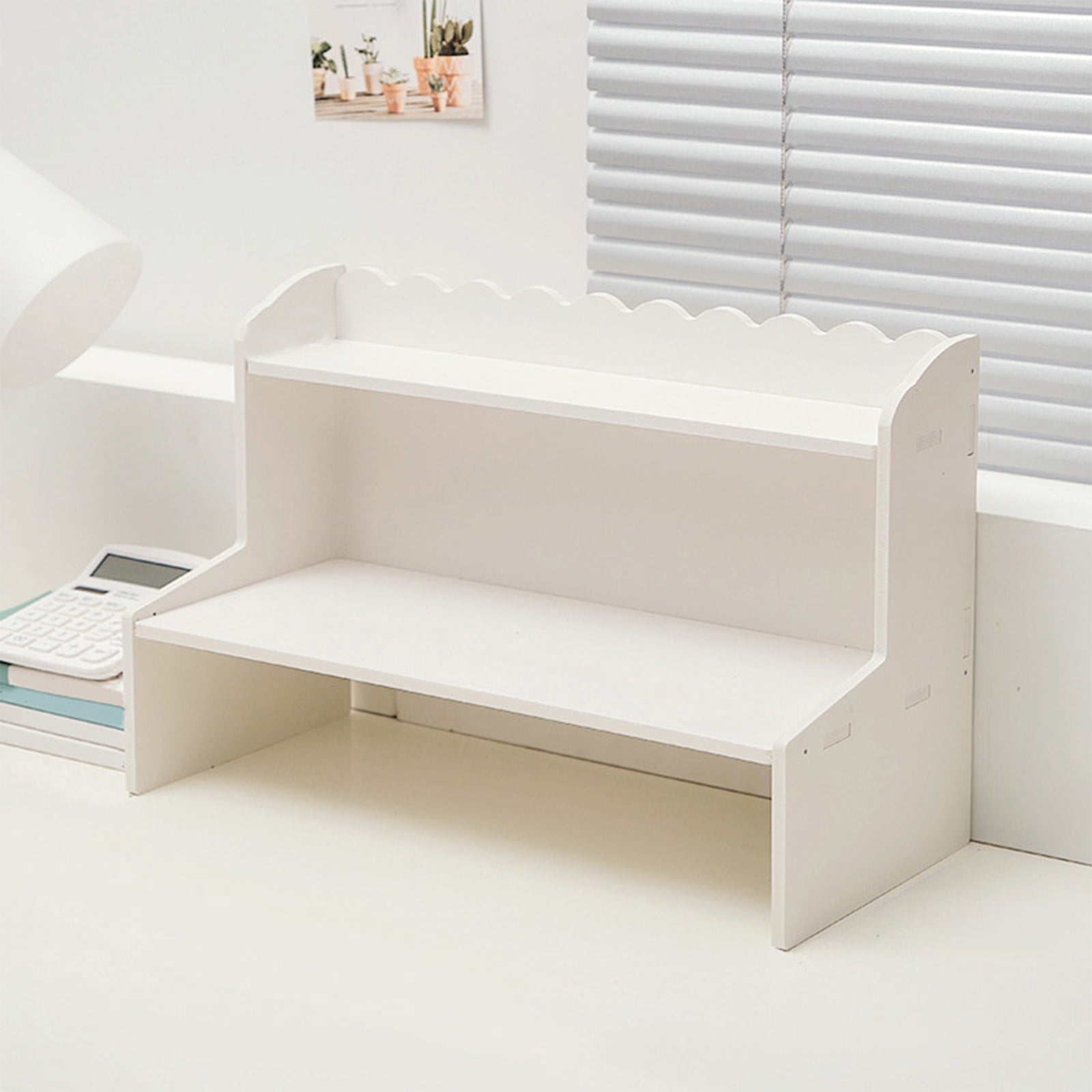 Double Layer Desktop Organizer Rack, Wooden Shelf for Cosmetics, Books ...
