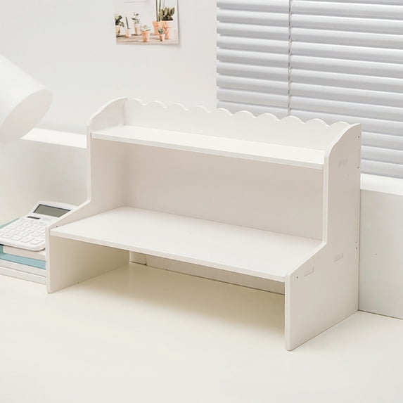 Double Layer Desktop Organizer Rack, Wooden Shelf for Cosmetics, Books ...