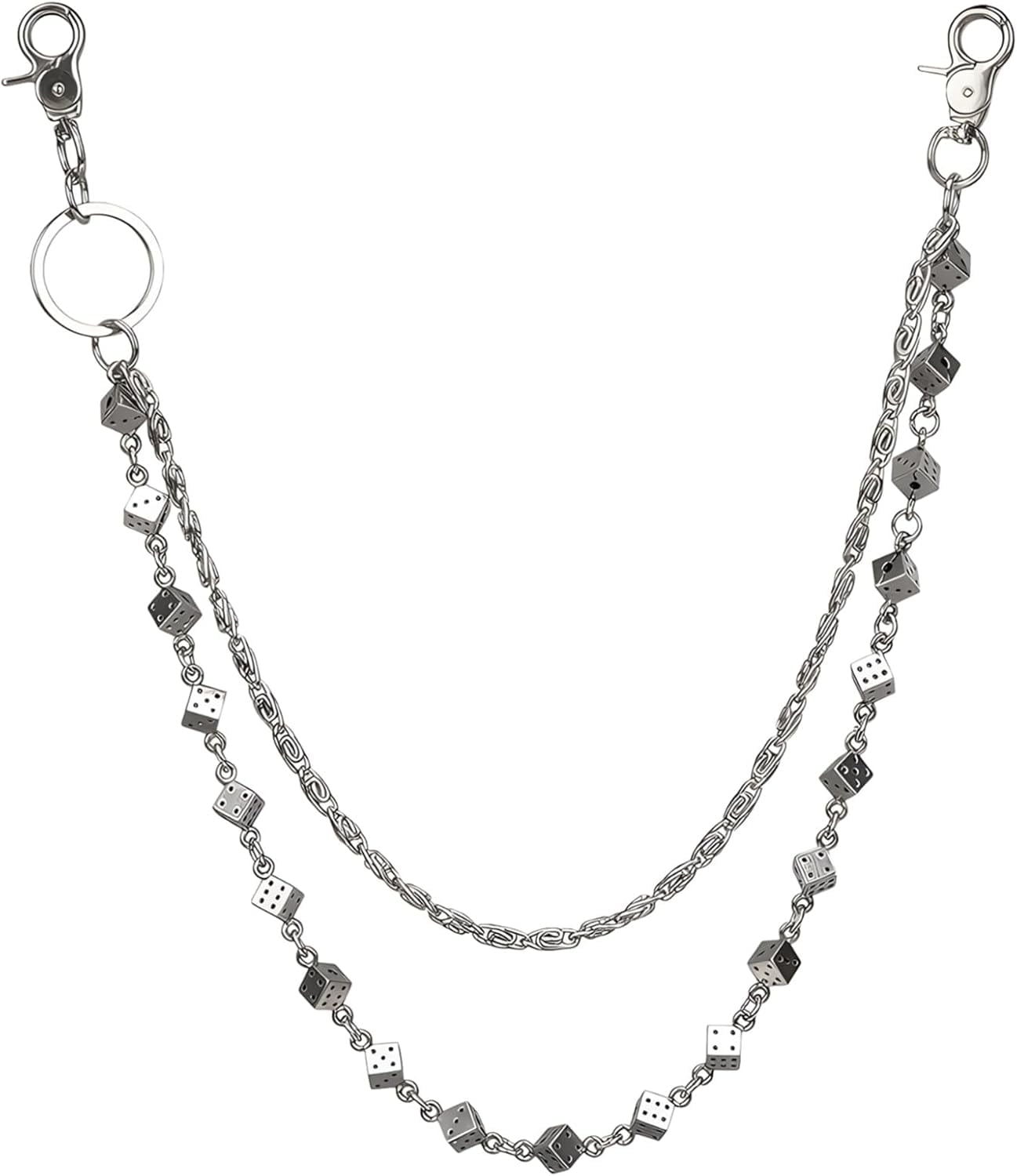 Double Layer Dice Chain for Pants, Punk Wallet Chain, Silver Jeans ...
