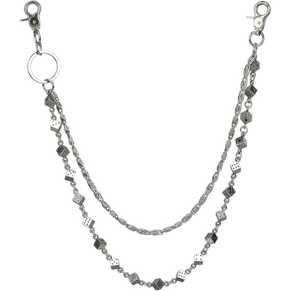 Double Layer Dice Chain for Pants, Punk Wallet Chain, Silver Jeans ...