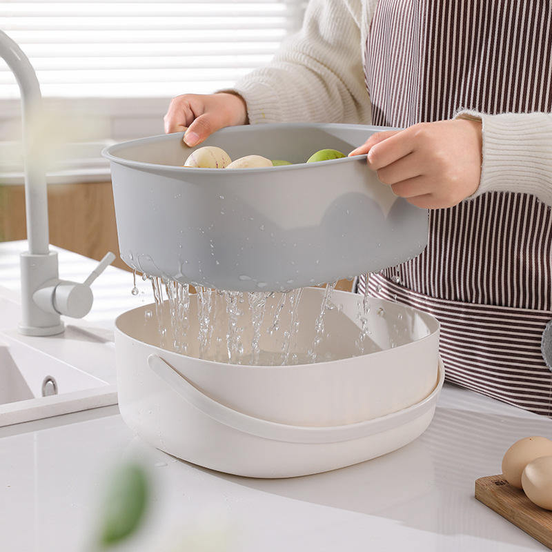 Double-Layer Drain Basket with Handle - Kitchen Fruit and Vegetable Organizer - Walmart.com