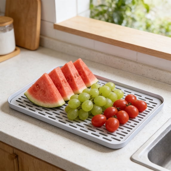 Double Layer Drainage Tray - Food Grade Plastic Multipurpose Drying Mat ...