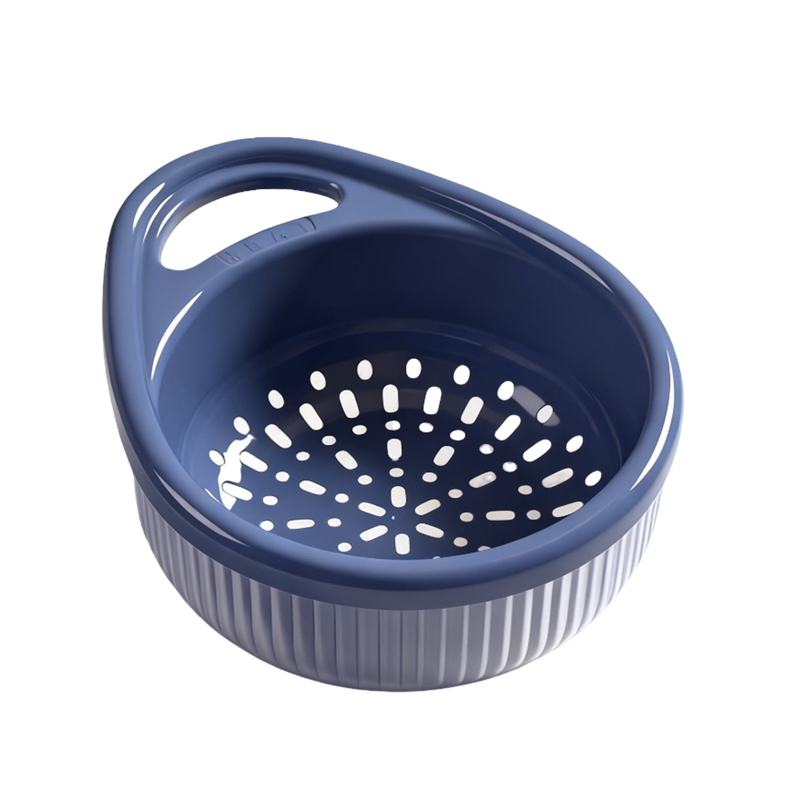 Double-Layer Draining Basket Blue, 8.5x6.7x3in Plastic Colander ...