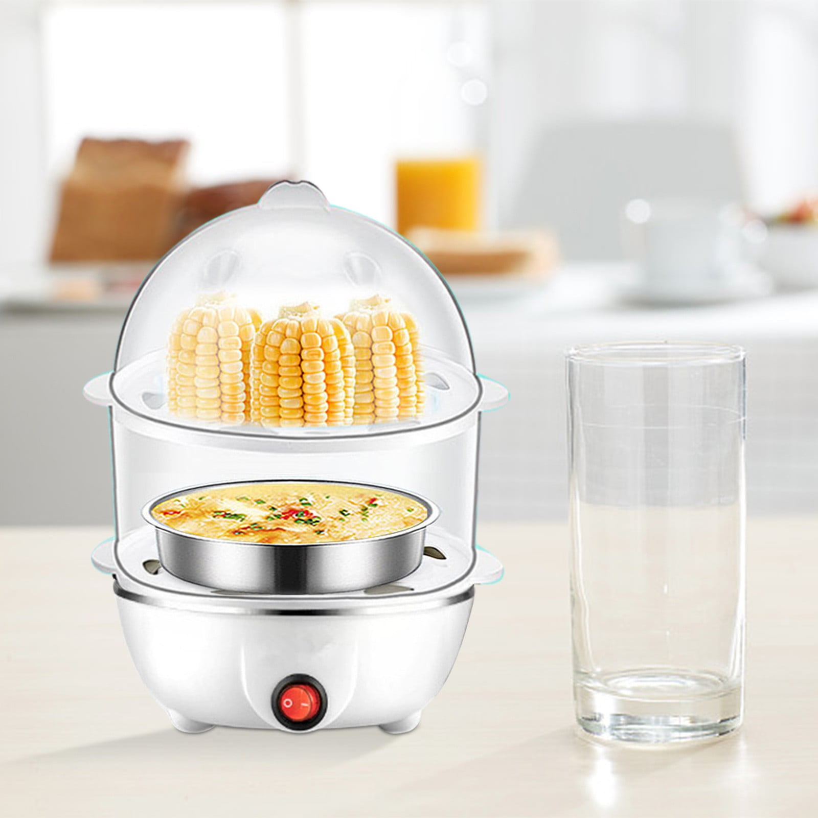 Double Layer Egg Cooker 350W USB Appliance Measuring Cup Auto Shut off ...