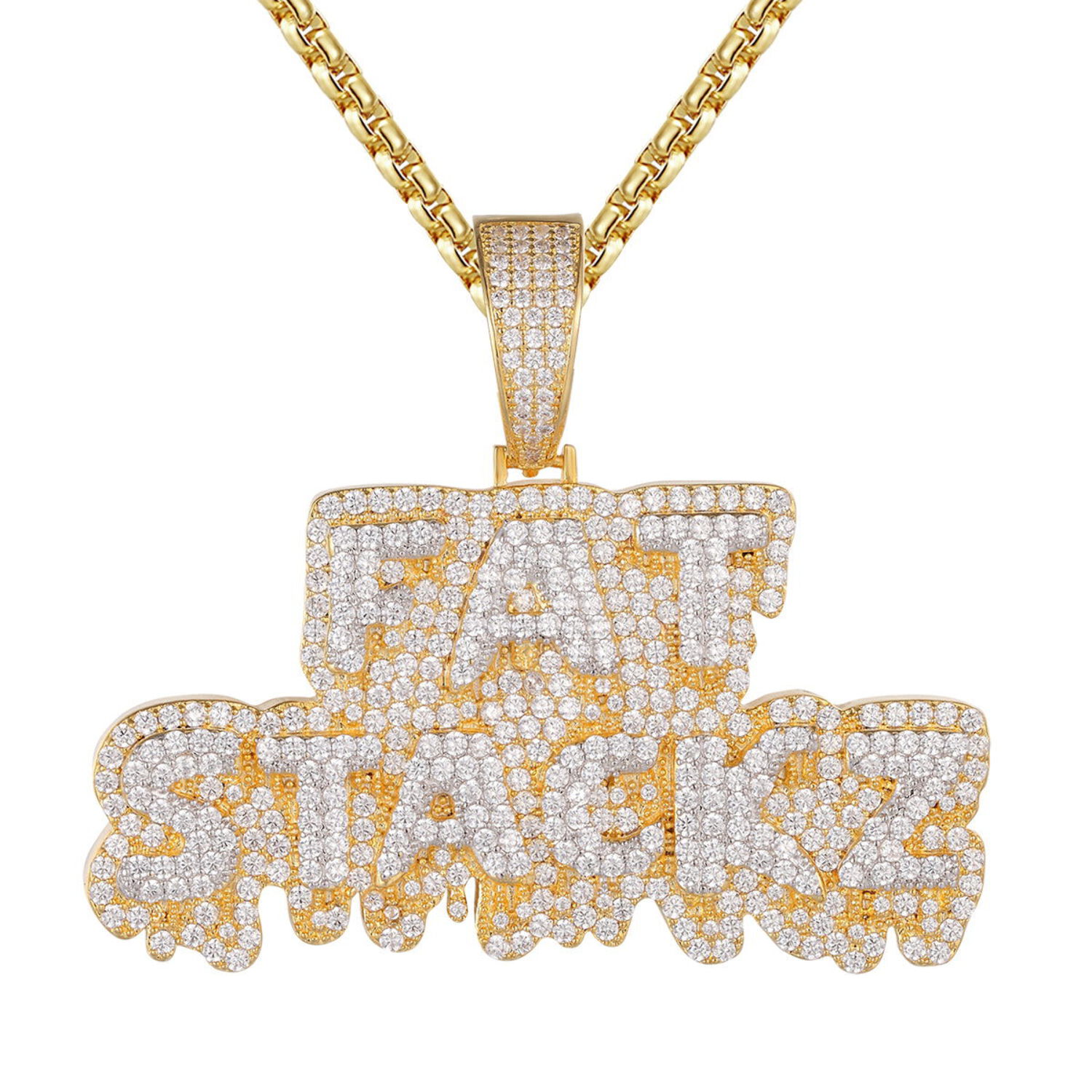 Double Layer Fat Stackz Money Dripping Icy .925 Pendant - Walmart.com