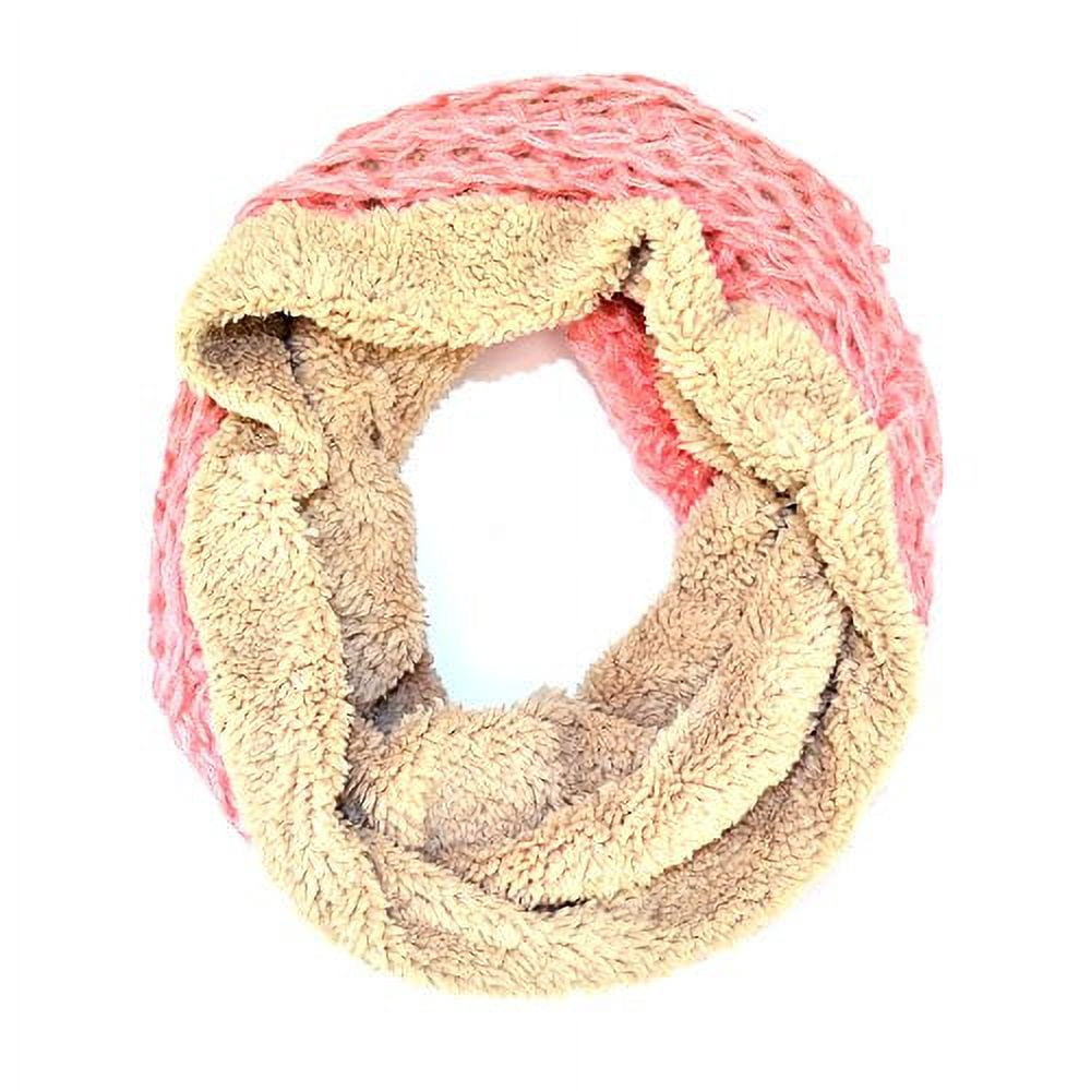 Double Layer Fishnet Faux Fur Infinity Loop Neck Scarf (Pink) - Walmart.com