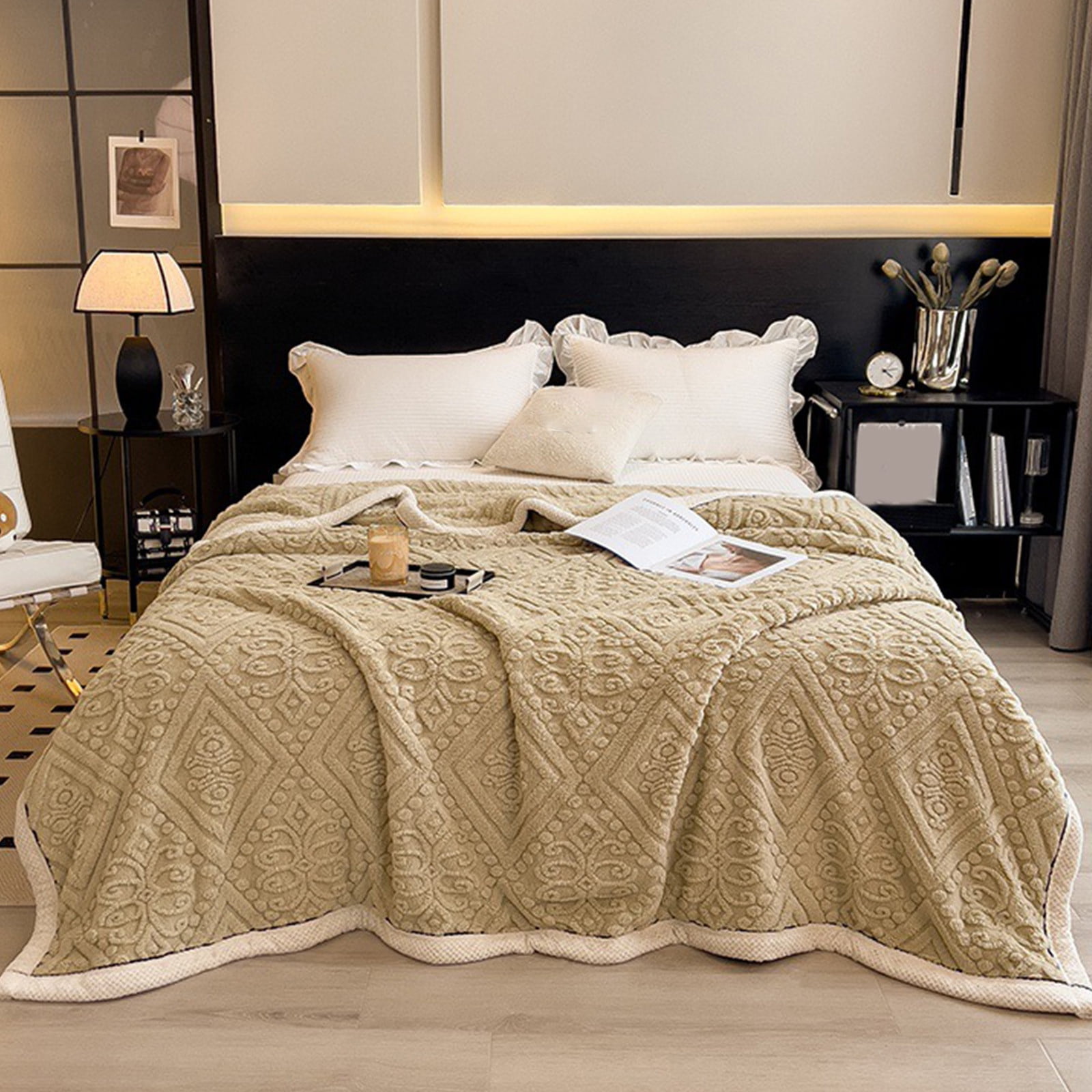 Double Layer Flannel Fleece Blanket,Extra Thick Nap Cover,Warm Cozy ...