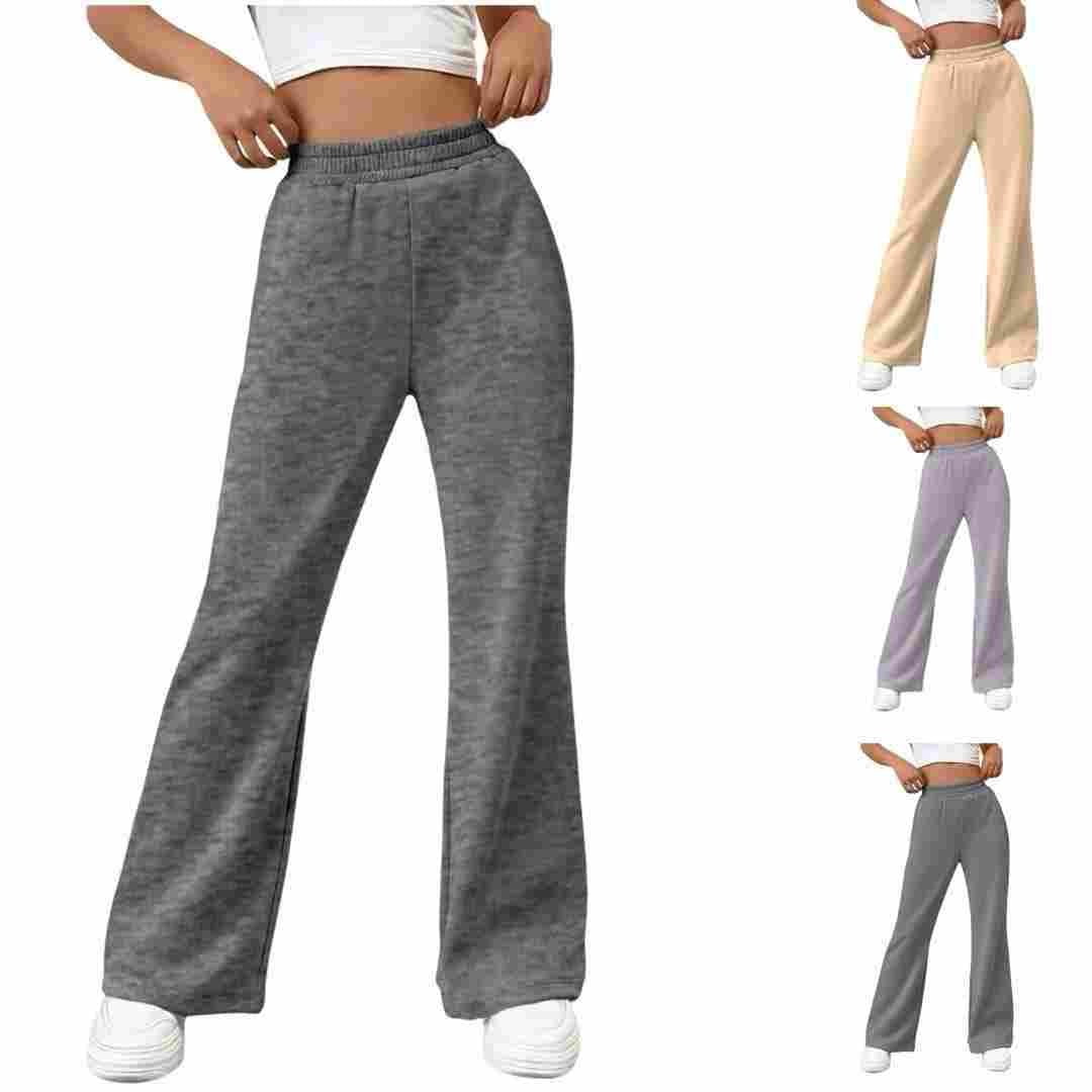 Double Layer Fleece Lined Sweatpants Women High Waisted Elastic ...
