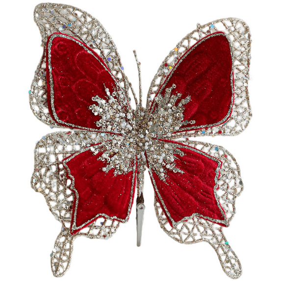 Double Layer Flocking Fabric Bow Ornament with Hollow Clip for ...