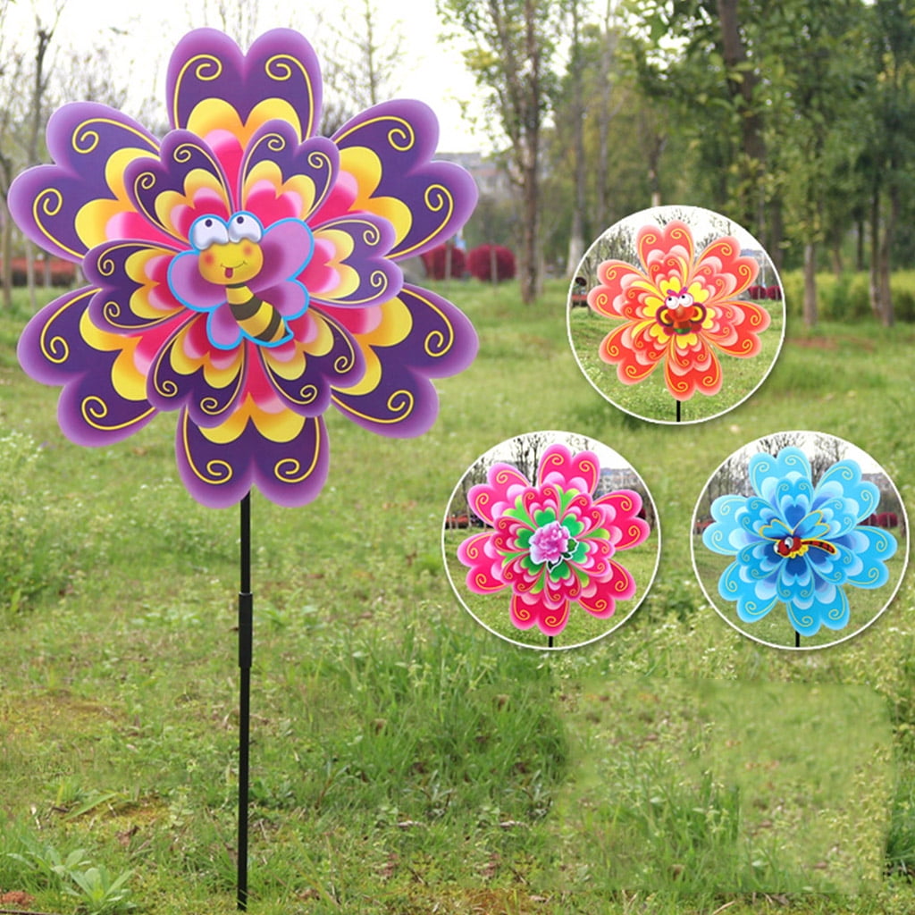 Double Layer Flower Windmill Wind Spinner Pinwheel Kids Toys Yard ...