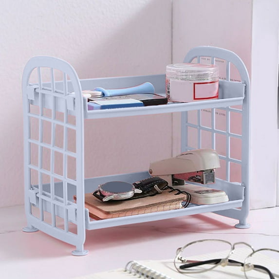Double-Layer Folding Storage Rack, Home Desktop Bathroom Shelf, Metal ...