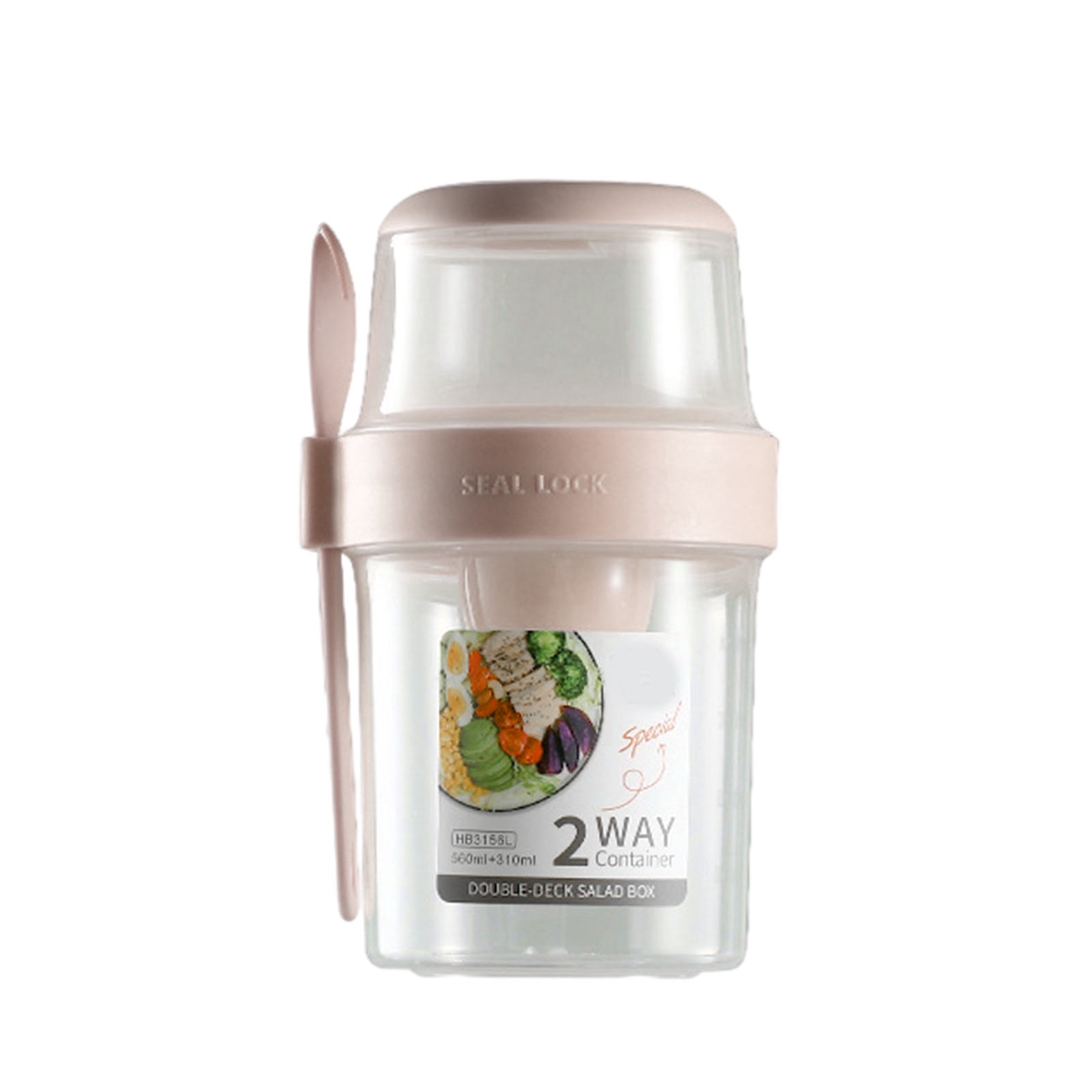 Double Layer Food Container - Airtight, Fork Included & Portable - Cup ...