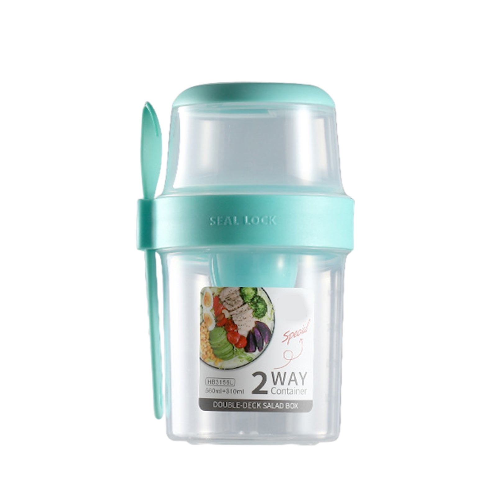 Double Layer Food Container - Airtight, Fork Included & Portable - Cup ...