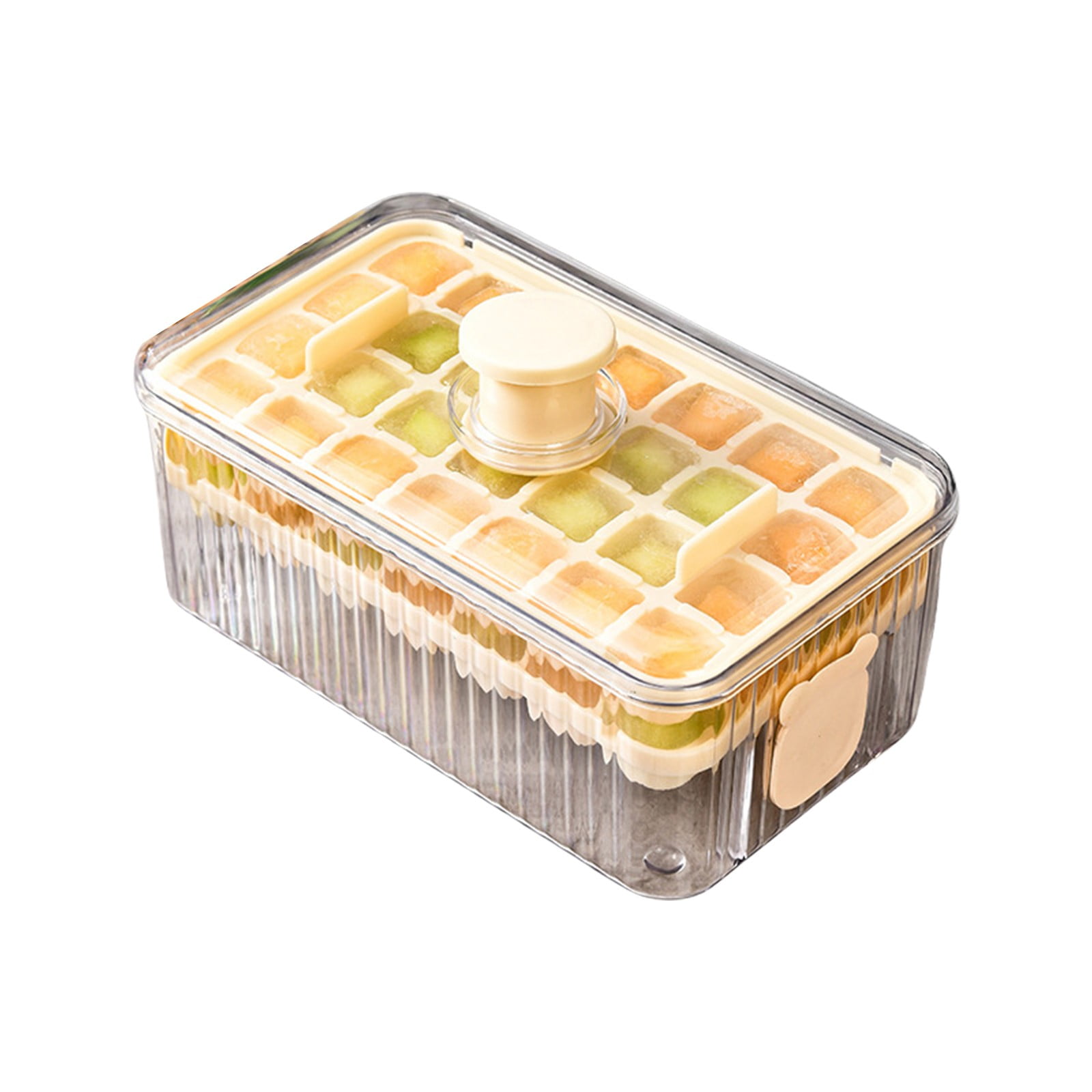 Double-Layer Ice Cube Maker Tray - 12 Cubes Press-Type Silicone Mold ...