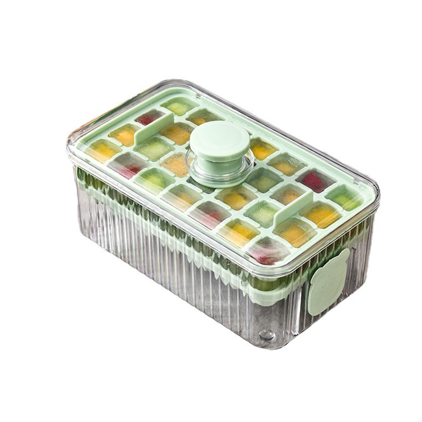 Double-Layer Ice Cube Maker Tray - 12 Cubes Press-Type Silicone Mold ...