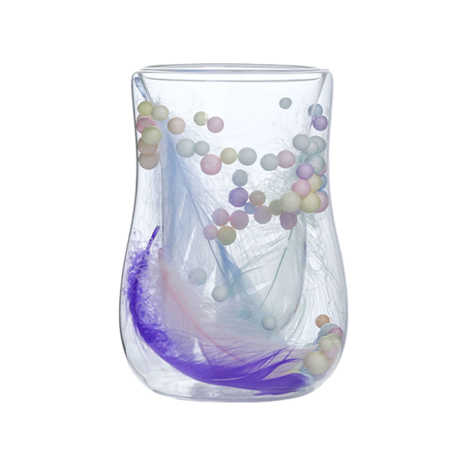Double Layer Insulated Glass Tumbler with Oval Shape Design for Home ...