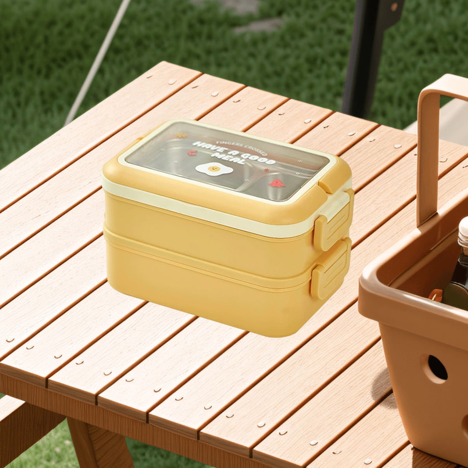 Double-Layer Insulated Lunch Box with Carrying Handle,Leakproof Bento ...