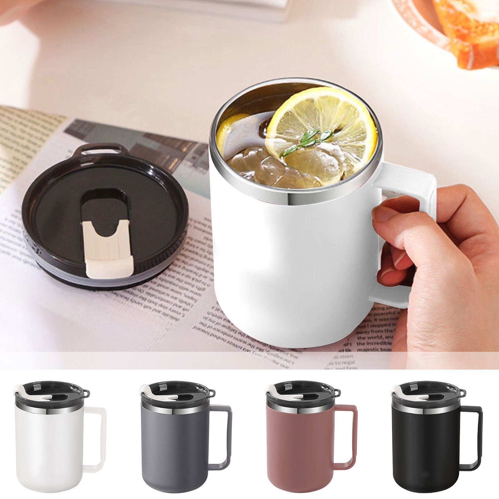 Double Layer Insulated Stainless Steel Coffee Cup - Sealed Leak-Proof ...