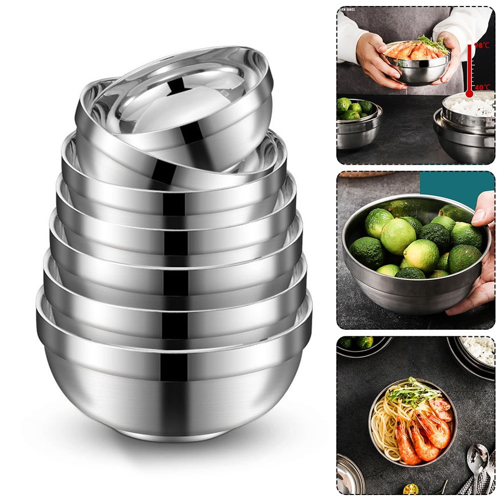 Double Layer Insulation Stainless Steel Bowls Salad Bowl Deep Dish ...