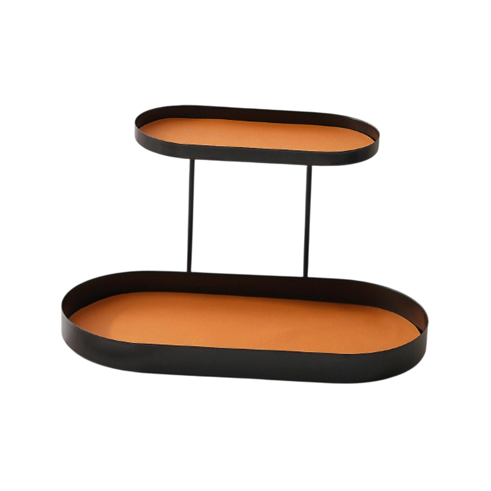 Double Layer Iron Display Tray, Black & Orange - Vanity Organizer for ...