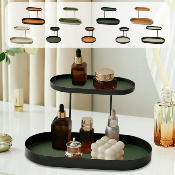 Double-Layer Iron Tabletop Storage Tray - Elegant Organizer for ...