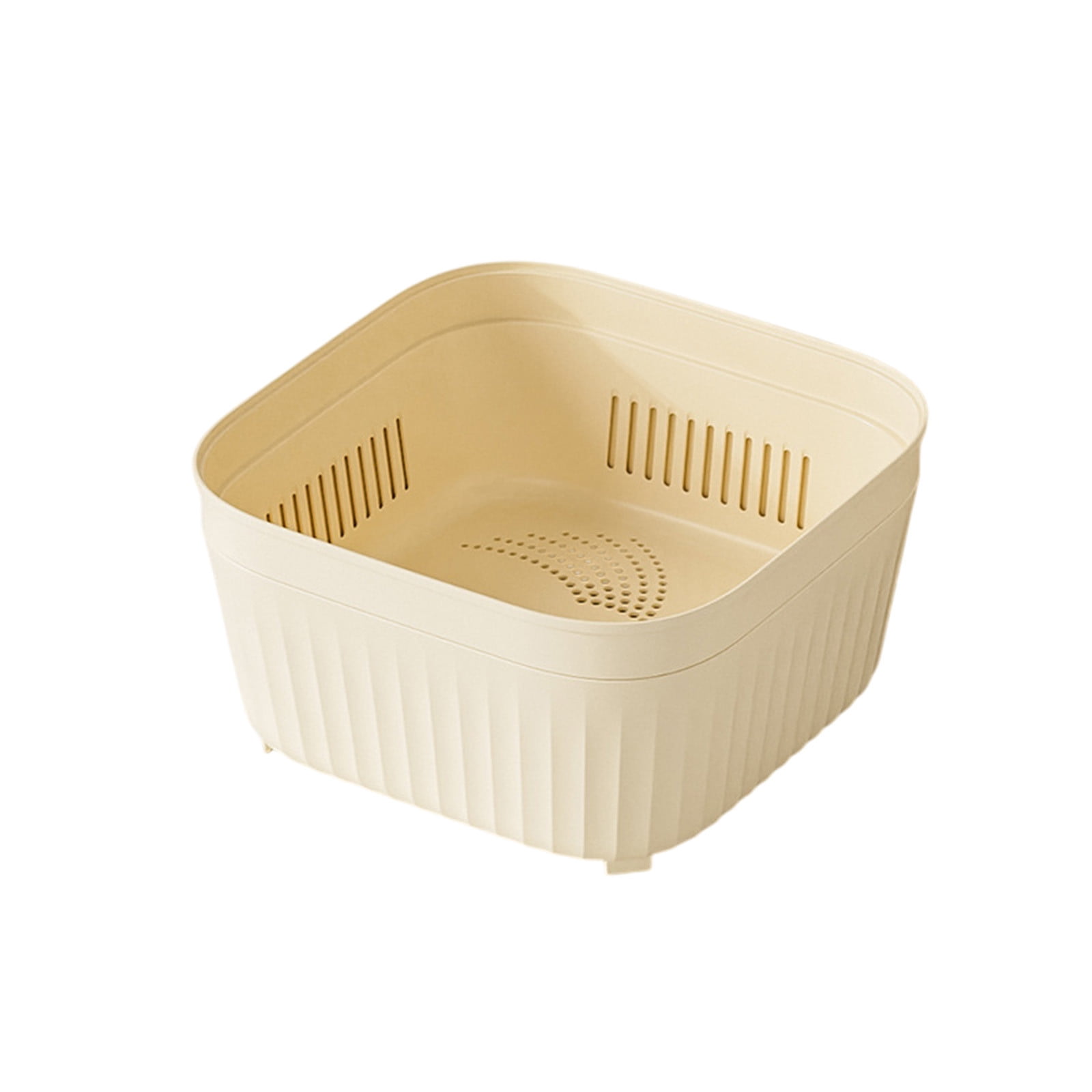 Double Layer Kitchen Organizer Basket Food-Safe Plastic Drainer with ...