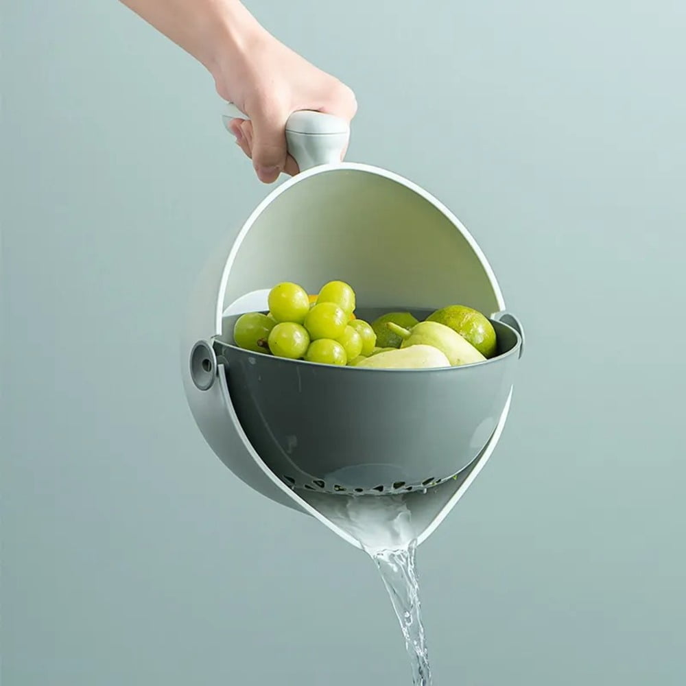 Double-Layer Kitchen Safe Colander - Plastic Strainer Bowl with Handle ...