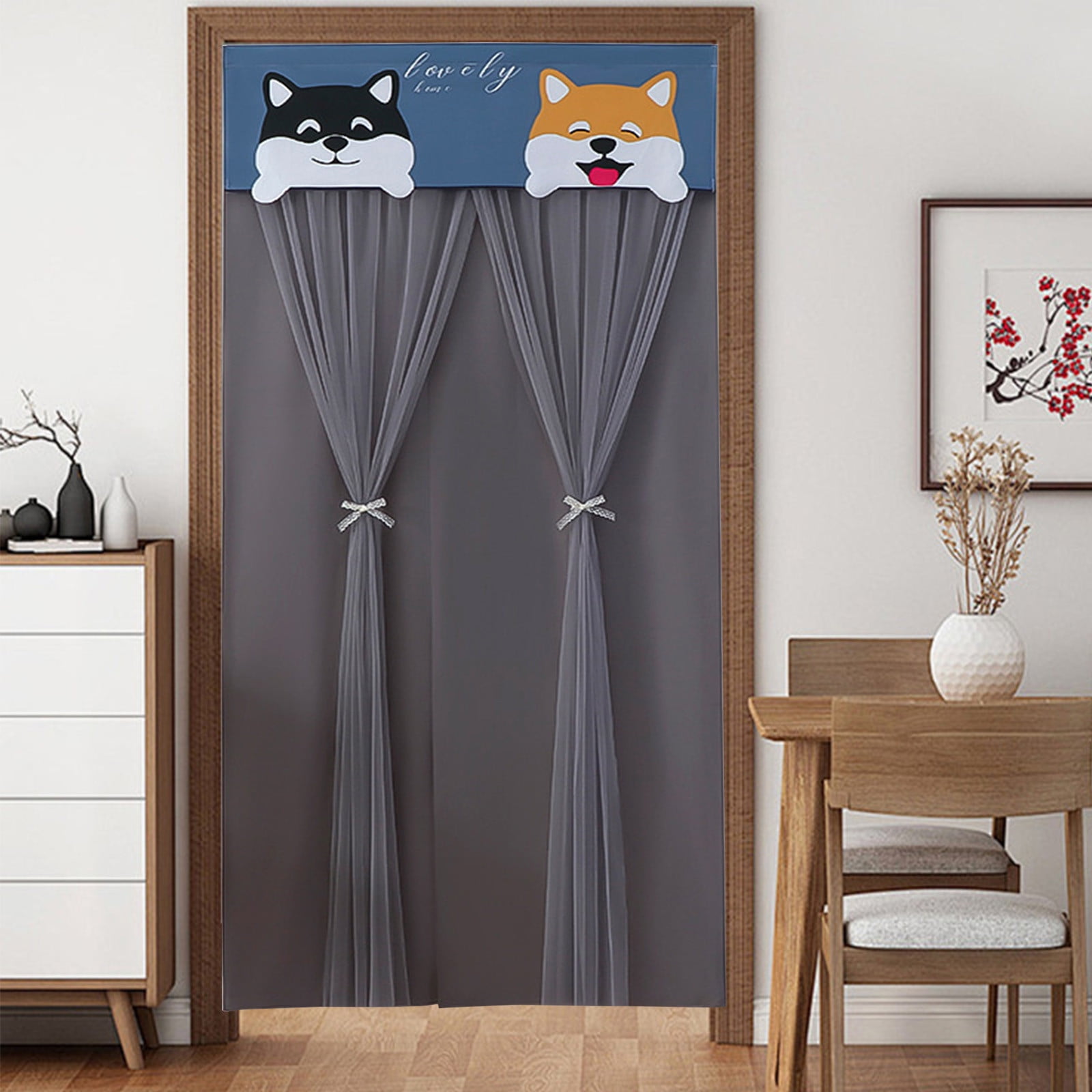 Double Layer Lace Door Curtain with Liner, No Drilling Required ...