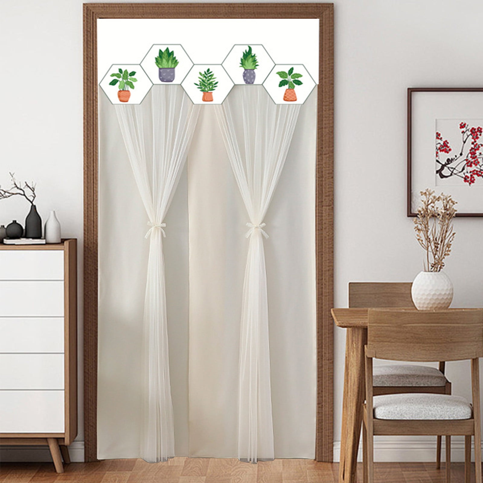 Double Layer Lace Door Curtain with Liner, No Drilling Required ...