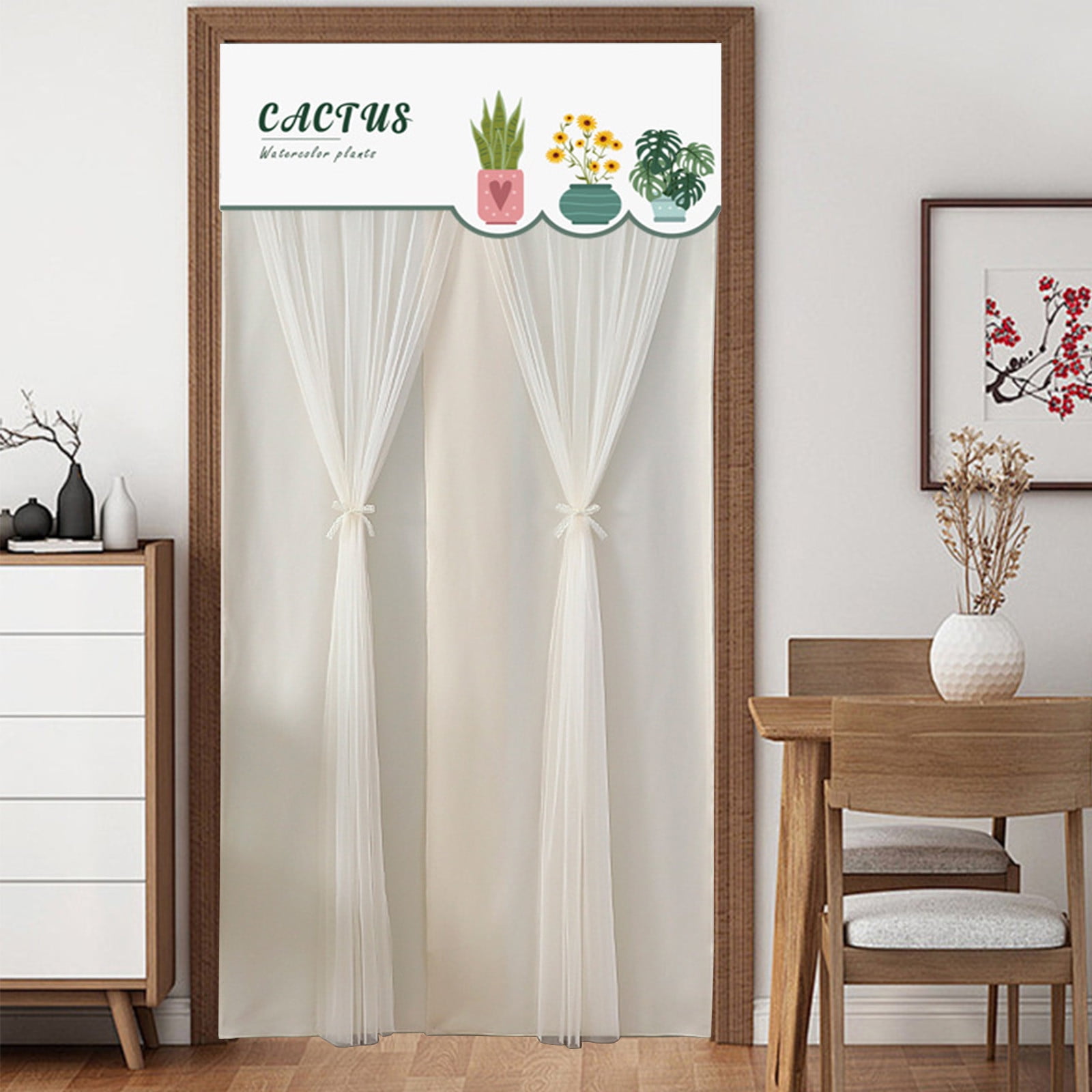 Double Layer Lace Door Curtain with Liner, No Drilling Required ...