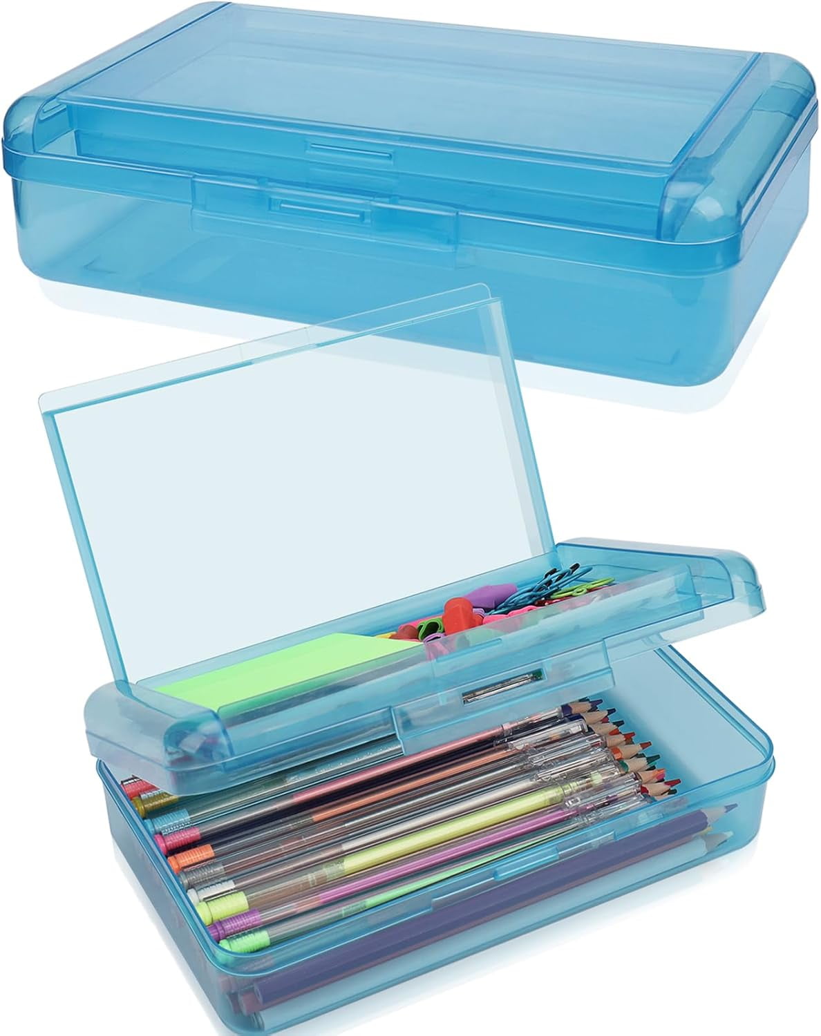 Double Layer Large Capacity Pencil Box,Plastic Translucent Pencil Box ...