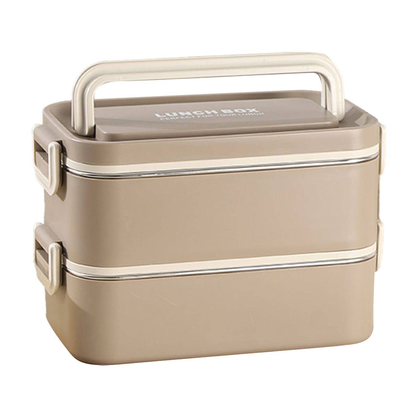 Double-Layer Lunch Box Khaki, Box Lunchbox for Adults 3 Stackable ...