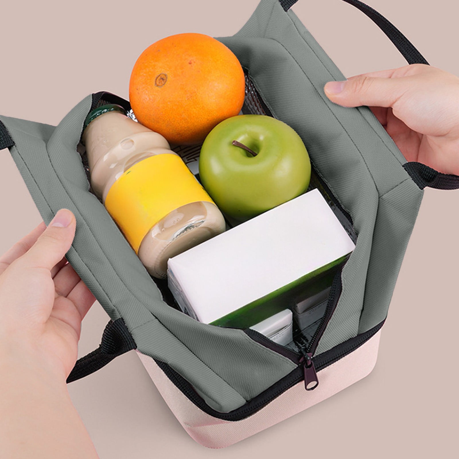 Double Layer Lunch Storage Bag, Insulated Hot and Cold Meal Bag for ...
