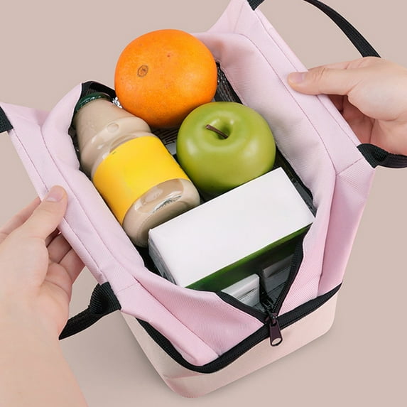 Double Layer Lunch Storage Bag, Insulated Hot and Cold Meal Bag for ...