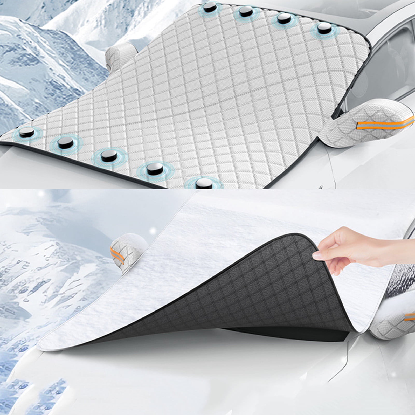Double Layer Magnetic Car Snow Cover, All Season Windshield Sunshade ...