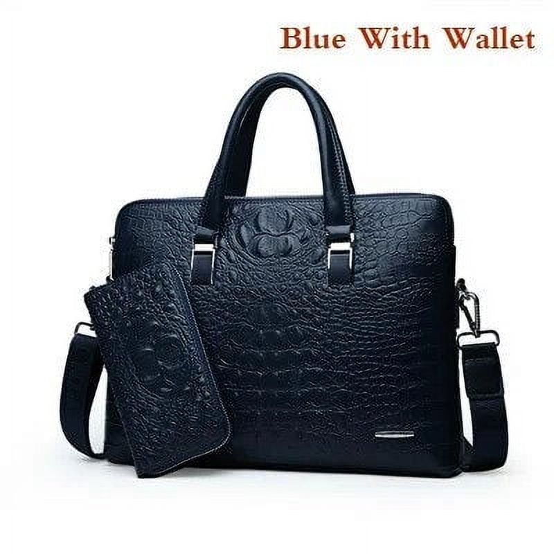 Double Layer Men's Handbag Men Briefcases Leather Handbags Crocodile ...