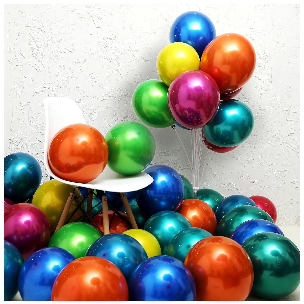 Double Layer Metallic Balloons 50 Pack 12 Inch, Premium Latex ...