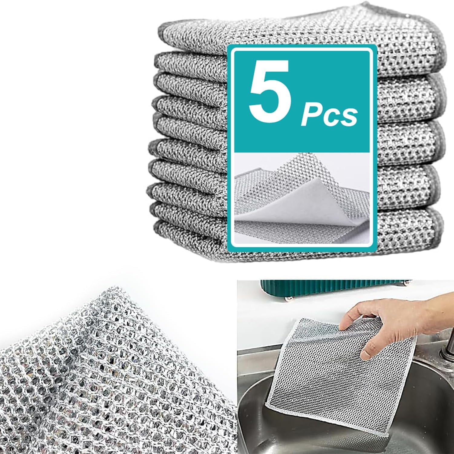 Double Layer Multipurpose Non-Scratch Wire Dishcloth, Soft Wire ...